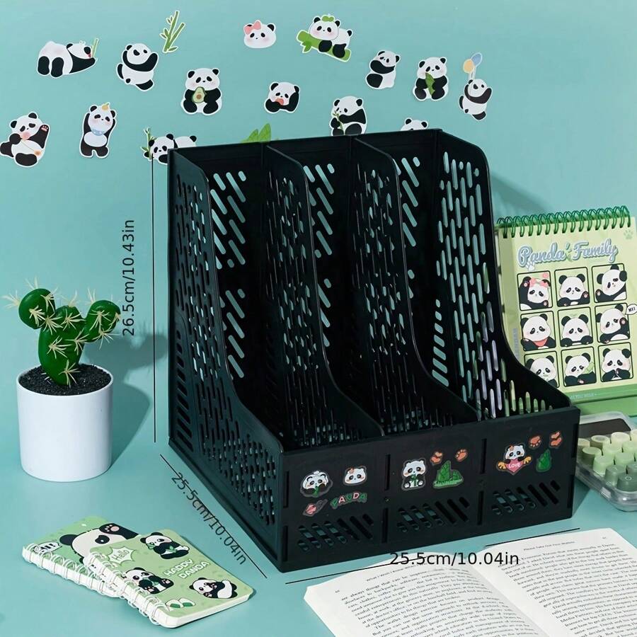 Thick Multi-Layer 3-Compartment File Rack, A4 Document Holder Organizer ...