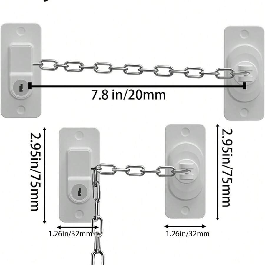 3 PCS Window Restrictor Lock, Sliding Window Lock With Adjustable Chain ...