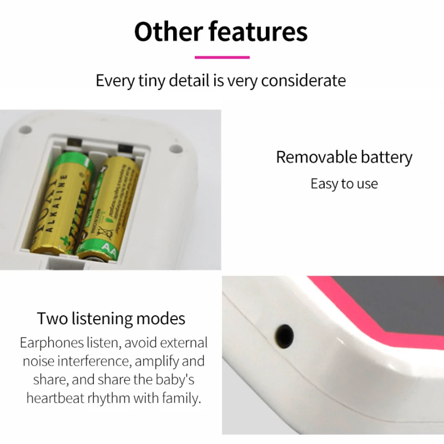 Fetal Doppler, Home Stethoscope For Pregnant Women, 3.0HZ Highly ...