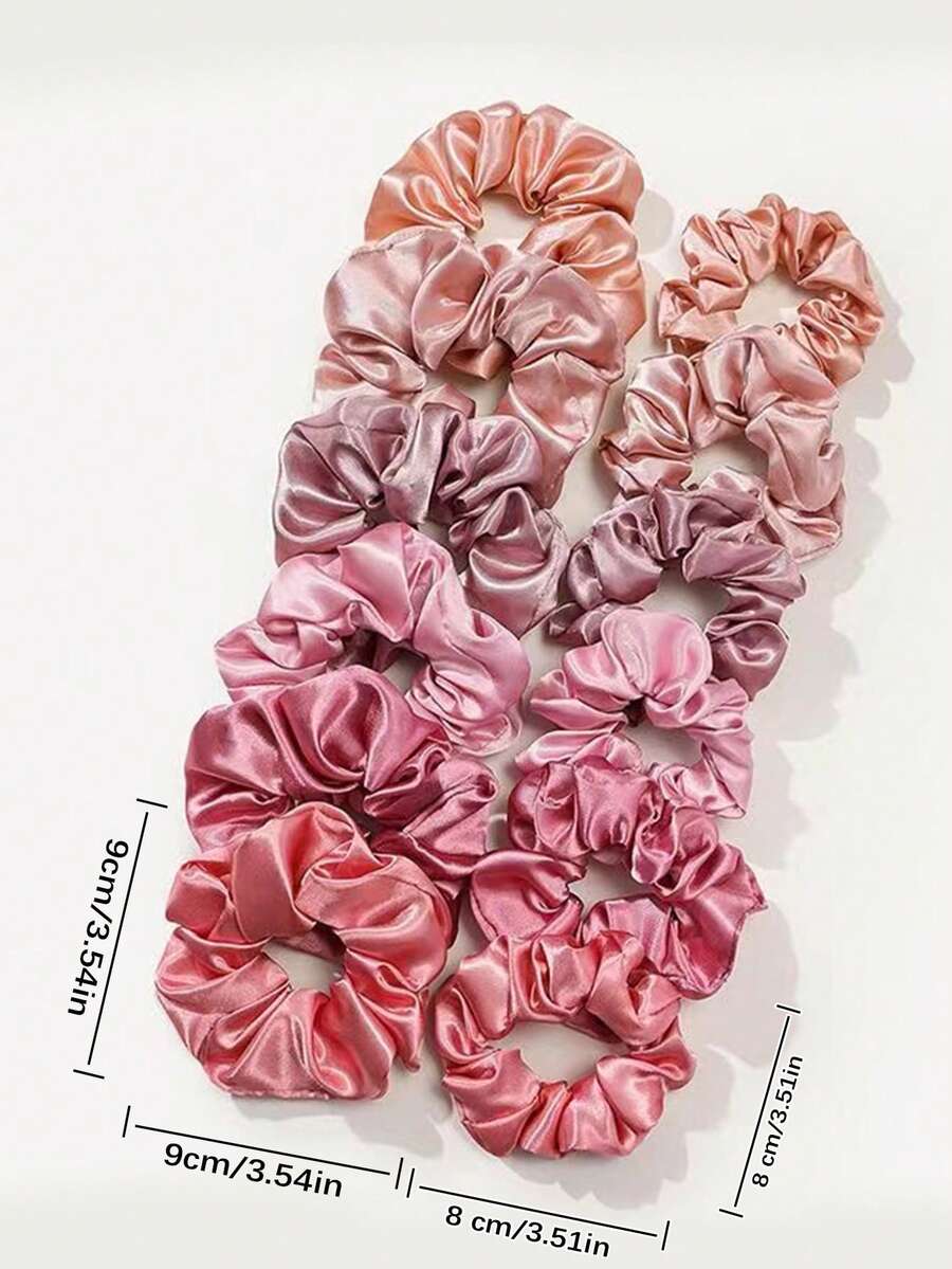 12pcs Satin Hair Scrunchies Smooth Stretchy Ponytails Bows With Pearls ...