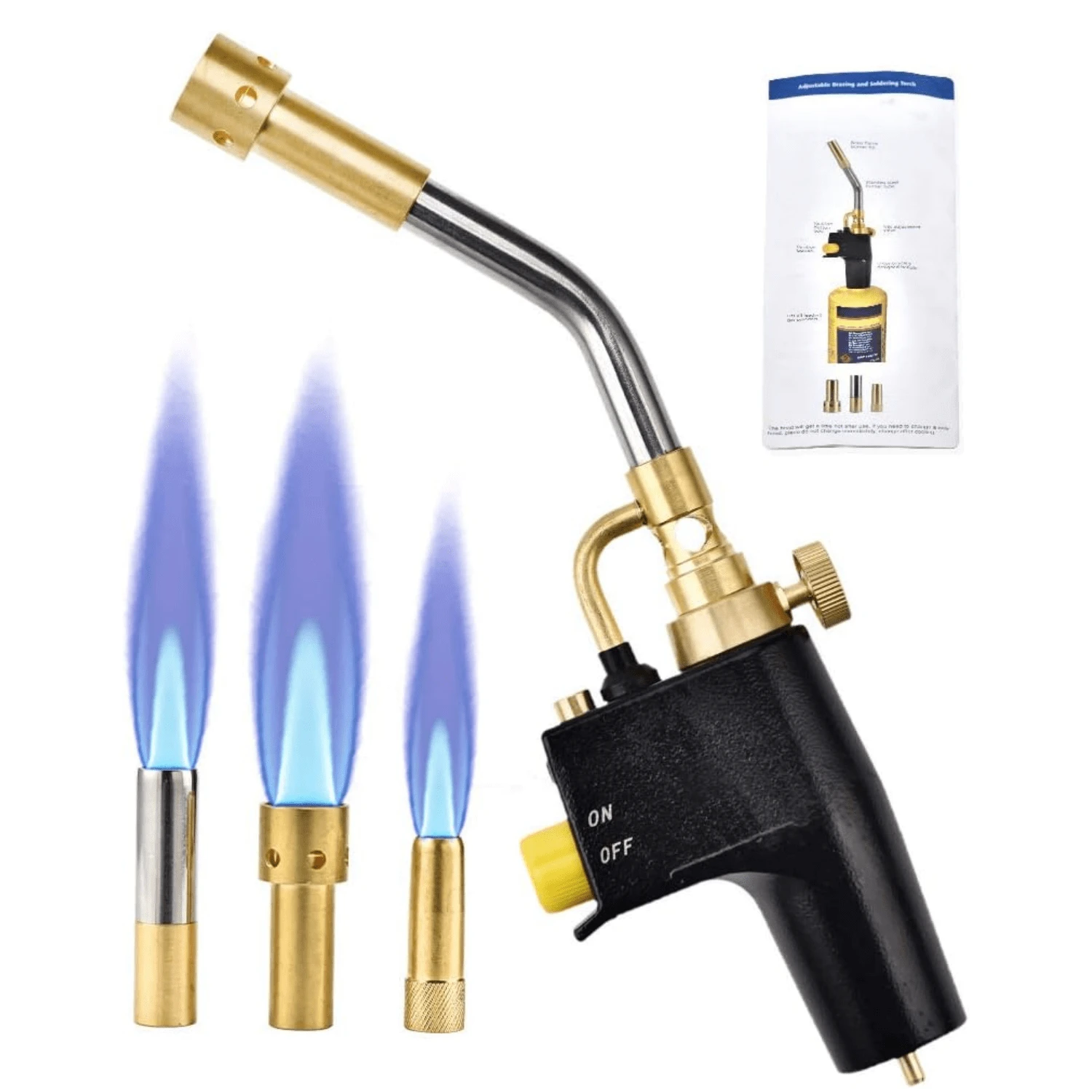 Propane Torch Head With 3 Tips, Trigger Start Mapp/Map Gas Torch W/Push ...