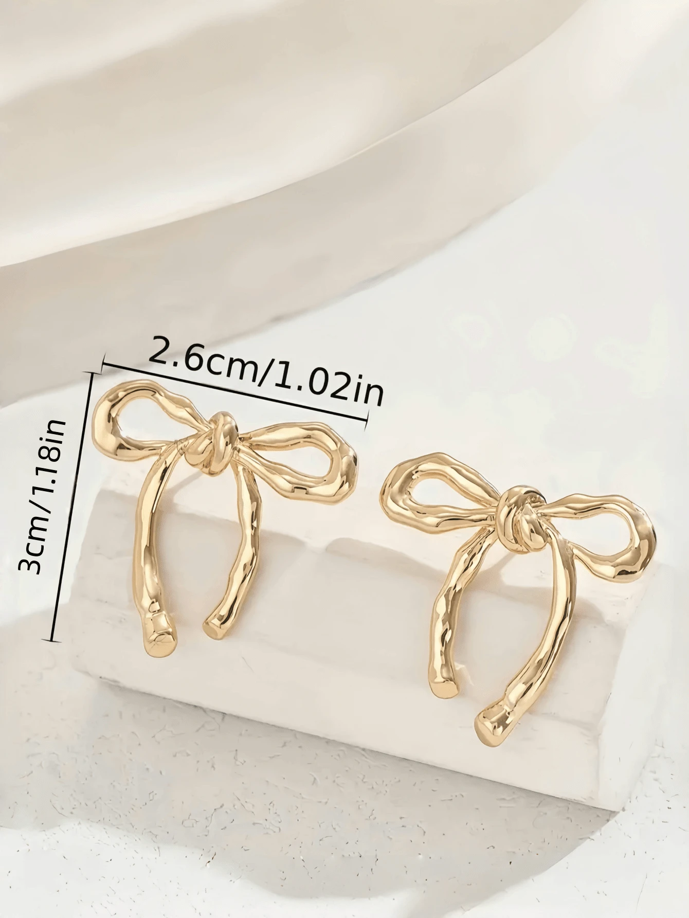 1 Pair Gold Bow Stud Earrings Bohemian Elegant Style Fashion Earrings ...