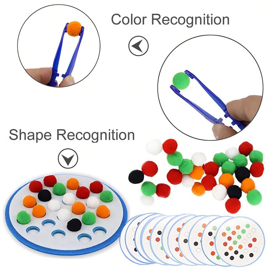 Christmas Decoration 1set Children Pom Pom Color Sorting Toys, Pom Pom ...