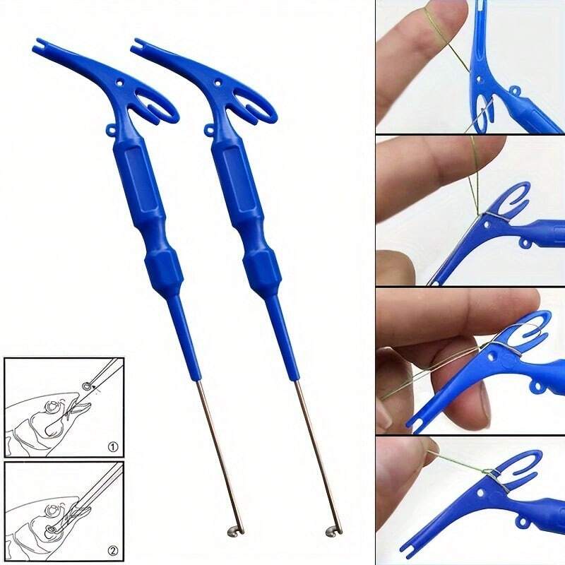 2pcs Universal Fishing Knot Tying Tool Set With Hook Extractor And Ring ...