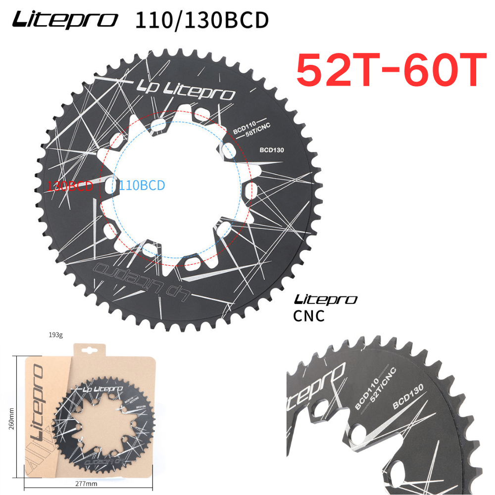 Litepro Oval Chainring 130 110 BCD Folding Bike Super Light Chain Wheel ...