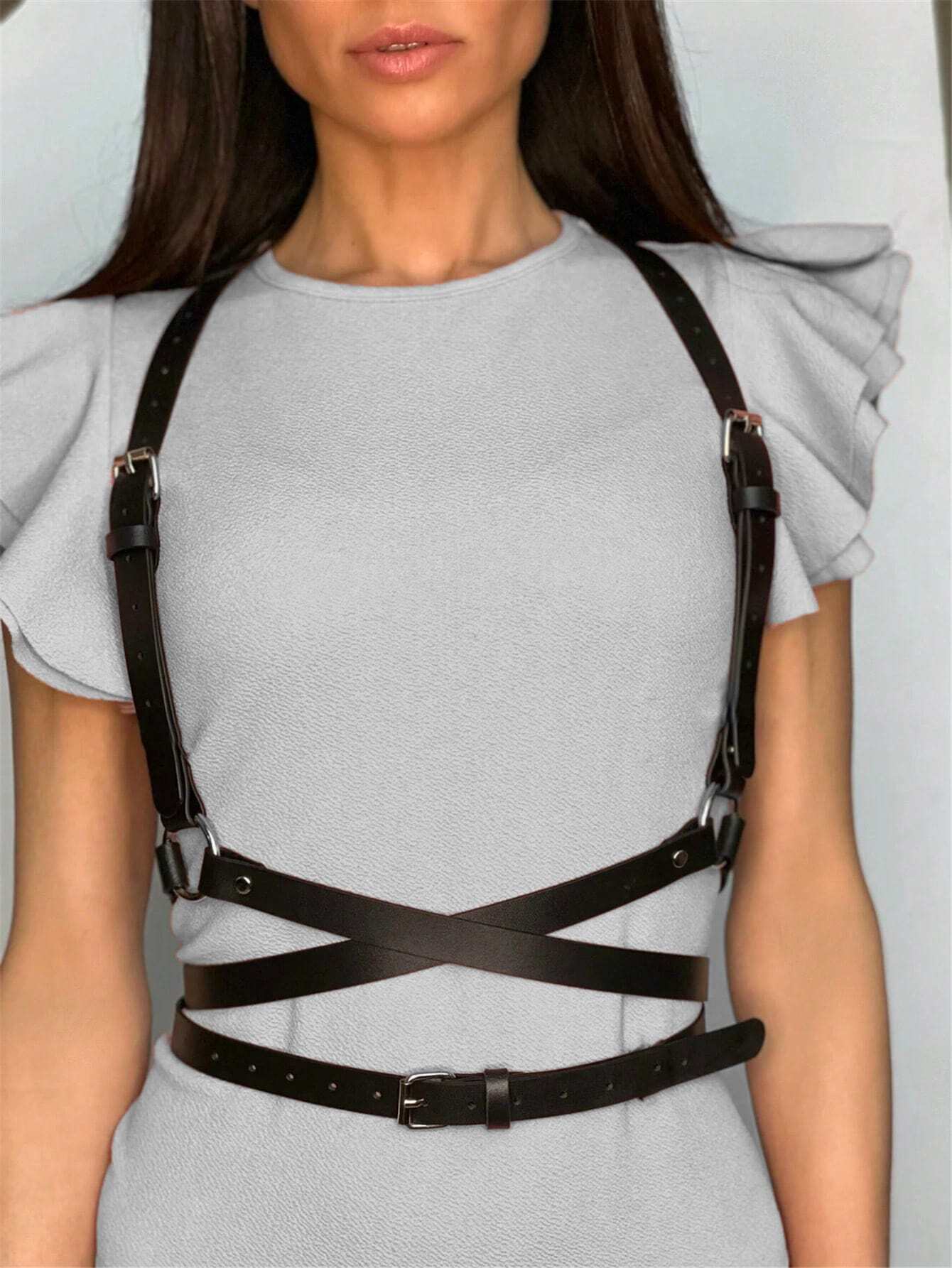 1pc PU Leather Chest Harness For Women Gothic Harness Belt With ...