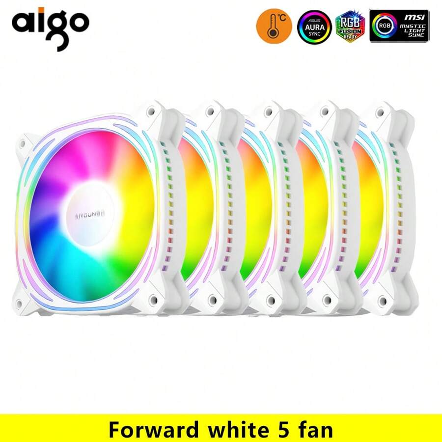 aigo 5 Pacchi Ventola del computer Aigo Z12 da 120 mm con ventola RGB ... aigo 5 Pacchi Ventola del computer Aigo Z12 da 120 mm con ventola RGB ...