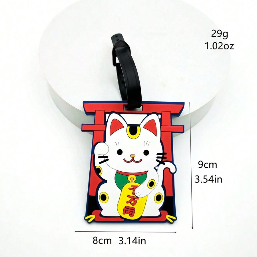 1pc/2pcs/3pcs Beckoning Cat Luggage Tag Airport Baggage Claim ID Card ...
