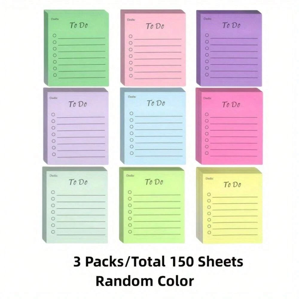 Assorted Color To-Do List Sticky Notes: Lined Self-Stick Memo Pads For ...