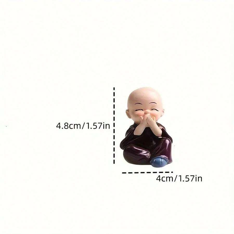 Four Ceramic Small Monk Statues, Cartoon Craft Ornaments, Resin Sami ...