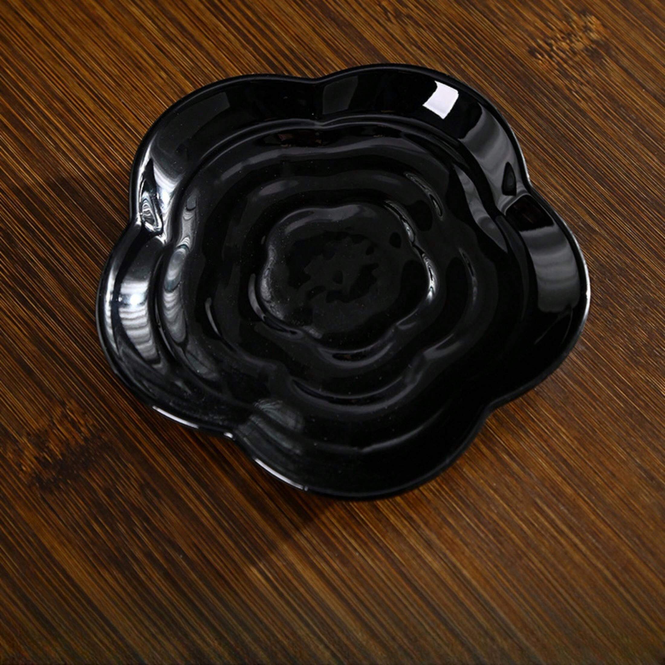 1pc Ceramic Flower Shaped Dessert Plate, Solid Color Porcelain Pastry ...