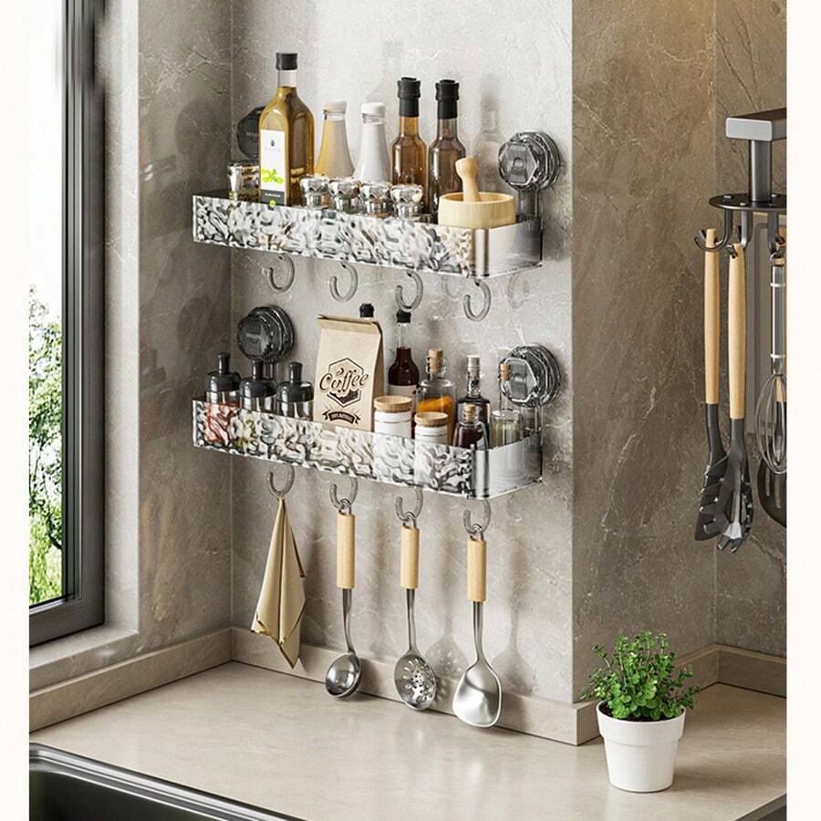 Wavy Suction Cup Bathroom Storage Racks, Hollow Suction Wall Mount ...