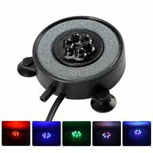 Multicolor LED Aquarium Air Stone Disc, Round Fish Tank Air Bubble ...