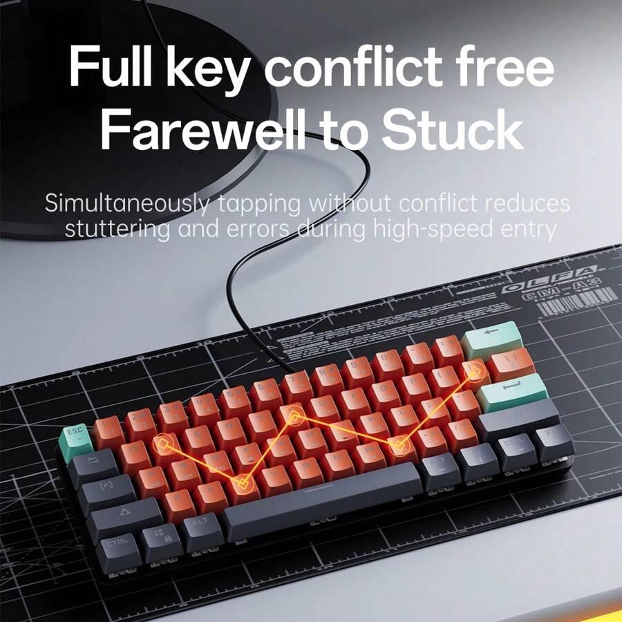 MUCAI MKA610 USB C Connection Game Esports Red Axis 61 Key Mechanical ...