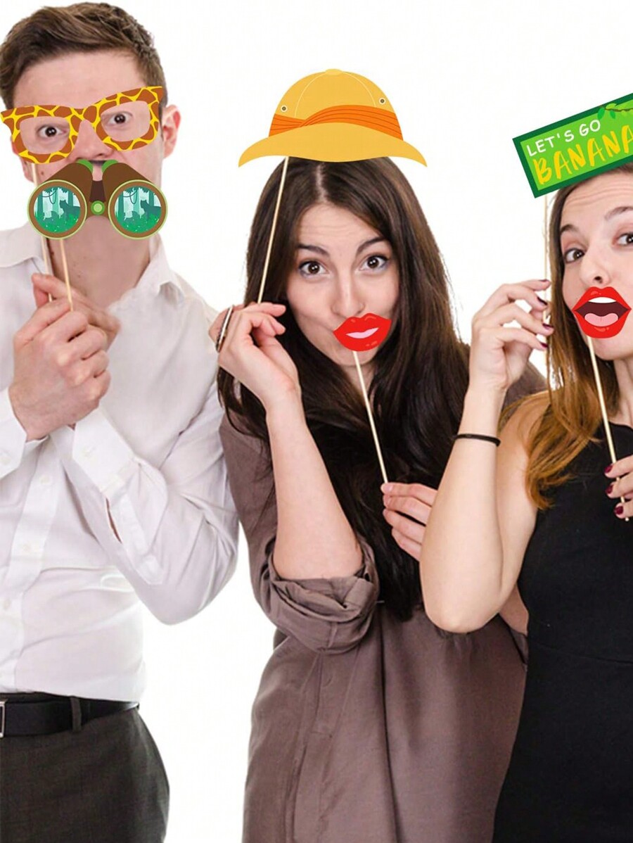 20pcs Fun Jungle Photo Booth Props Animal Photo Booth Props Wild One ...