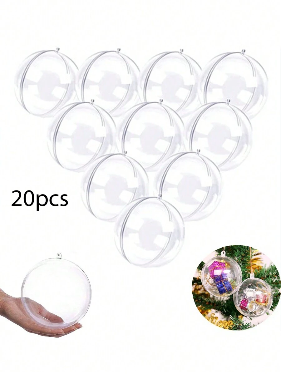 20pcs Transparent Ornament, Transparent Plastic Fillable Ornament Ball ...