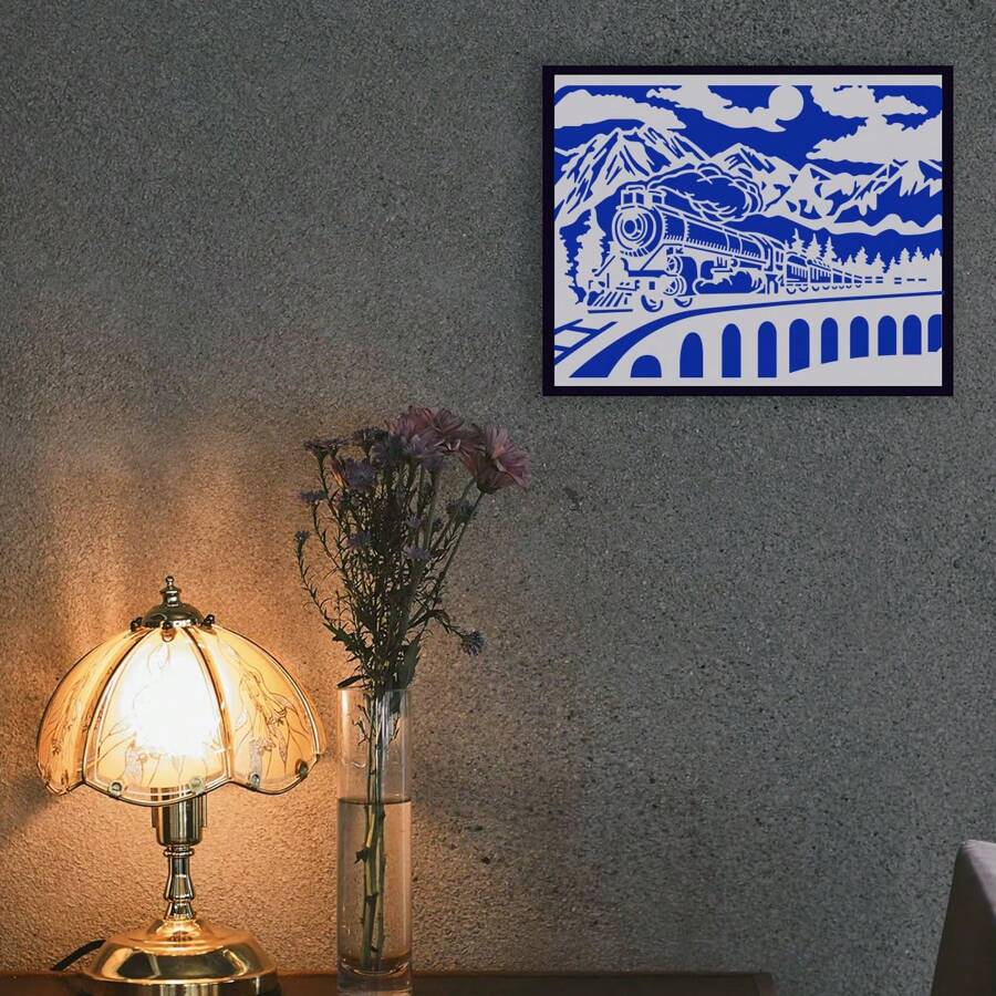 DIY Reusable Train Stencil Steam Engine Train On Moonlit Night, Plastic ...