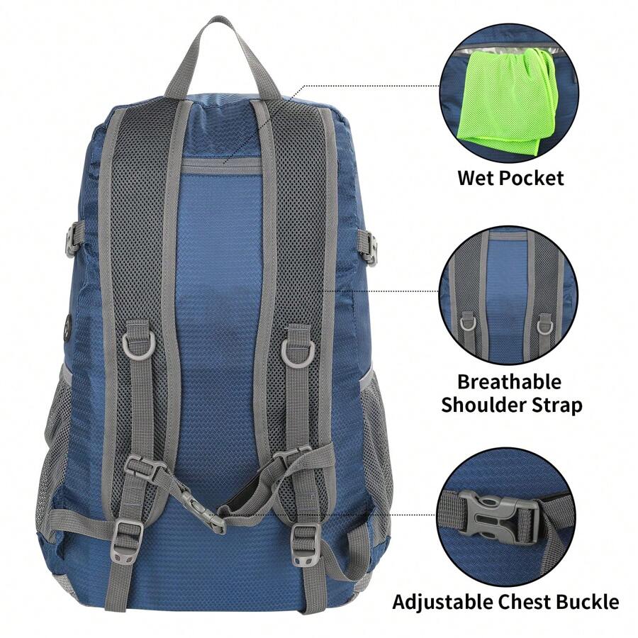 WATERFLY Lightweight Packable 30L Hiking Backpack Foldable Travel ...
