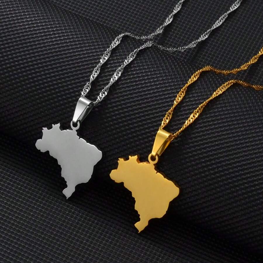 1pc Brazil Map Pendant Necklaces Women Girls Brasil Maps Jewelry ...