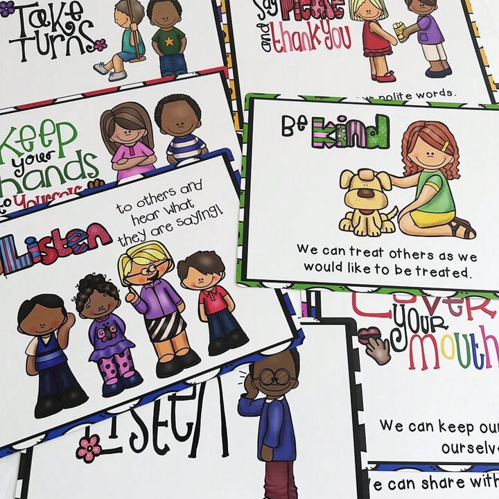 9 Pcs A4 Class Rules Poster For Classroom - Classroom Rules Poster ...