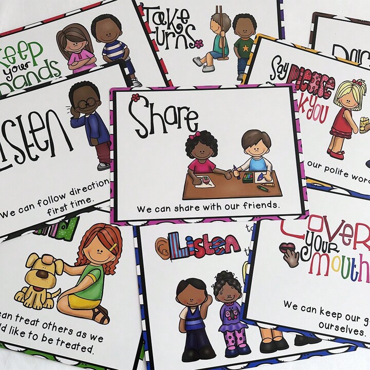 9 Pcs A4 Class Rules Poster For Classroom - Classroom Rules Poster ...