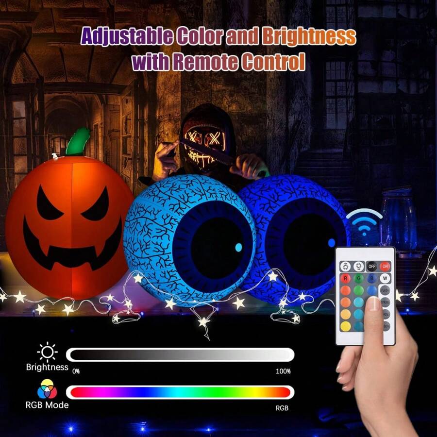 Halloween Inflatable Eyeball With LED Lights Remote Control Halloween ...