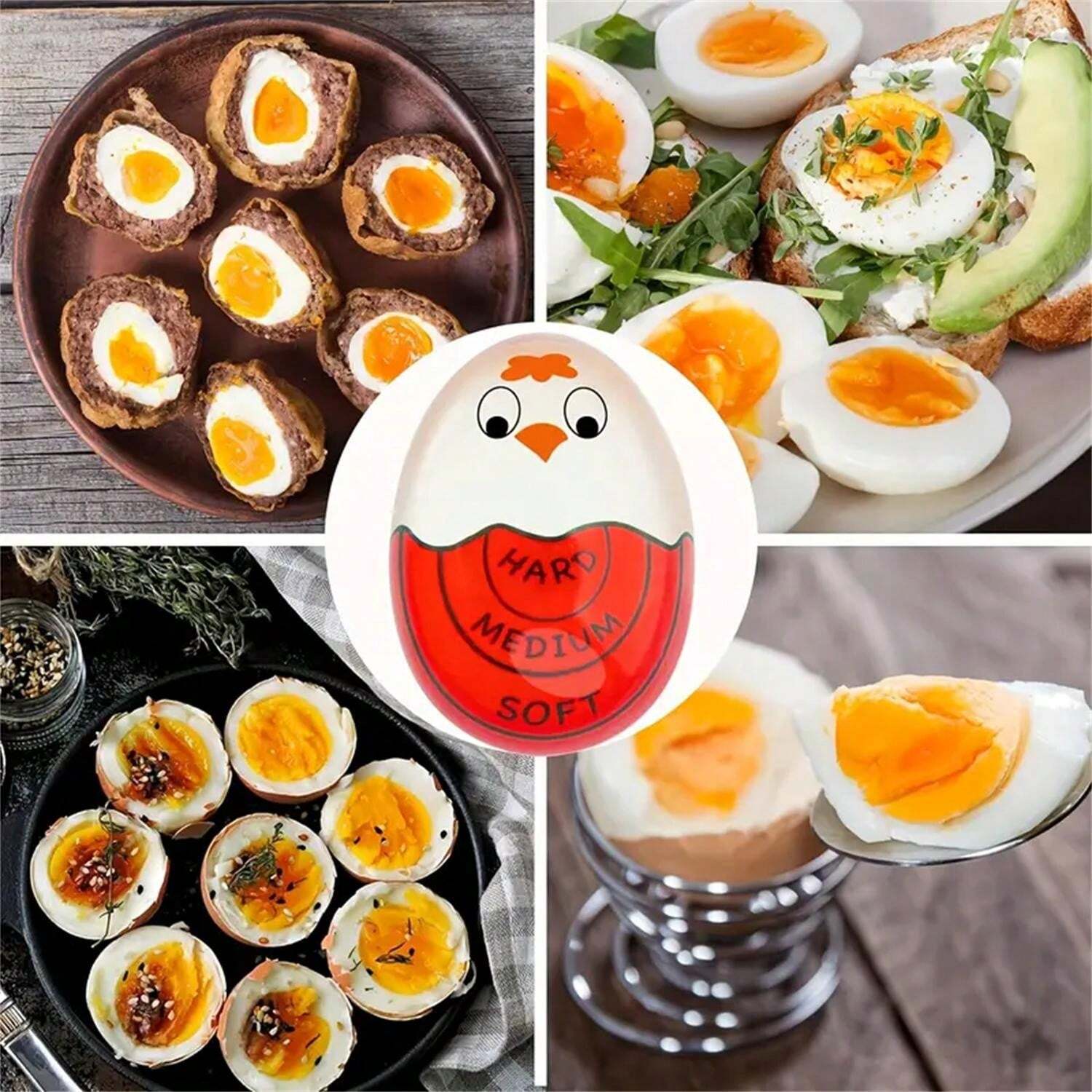 1pc Red/Yellow Boiled Egg Timer, Color-Changing Boiled Egg Timer ...