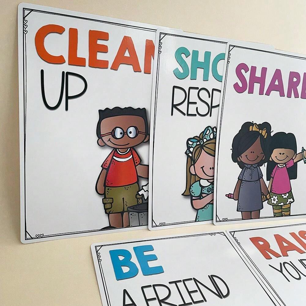 10PCS Classroom Rules Poster Early Childhood Enlightenment Education ...