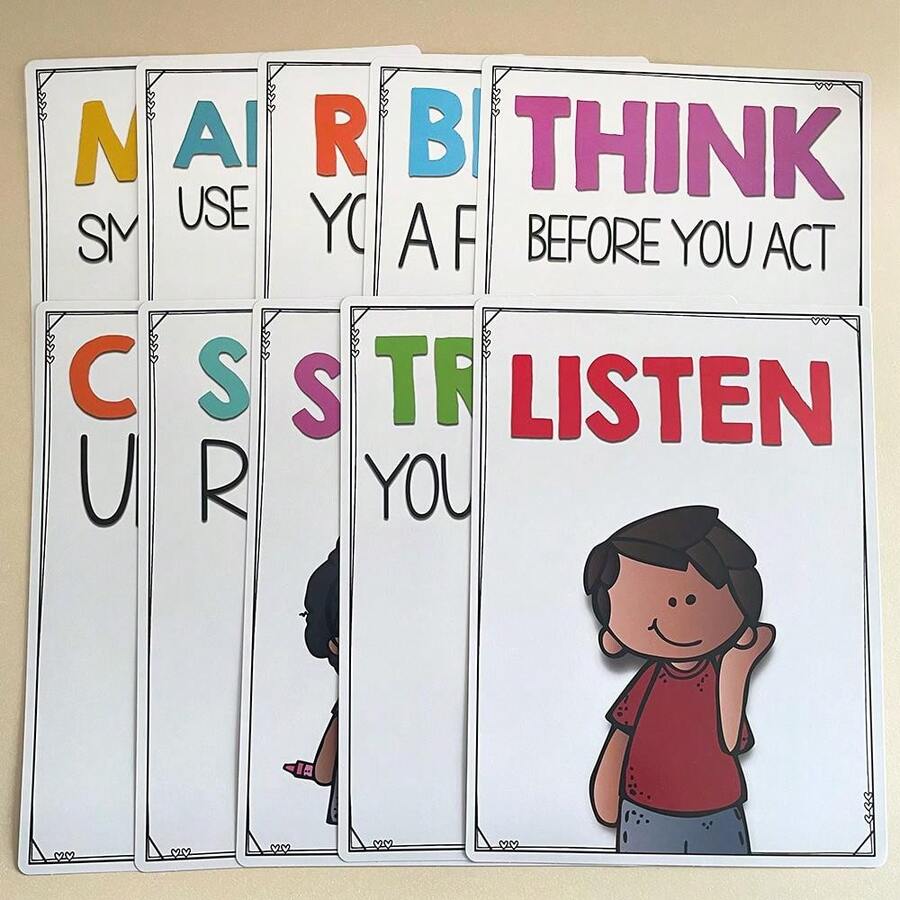 10PCS Classroom Rules Poster Early Childhood Enlightenment Education ...