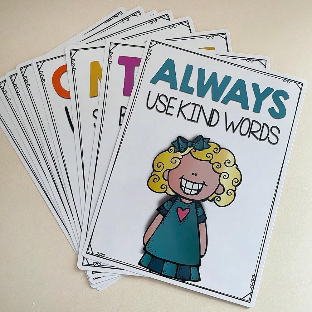 10PCS Classroom Rules Poster Early Childhood Enlightenment Education ...