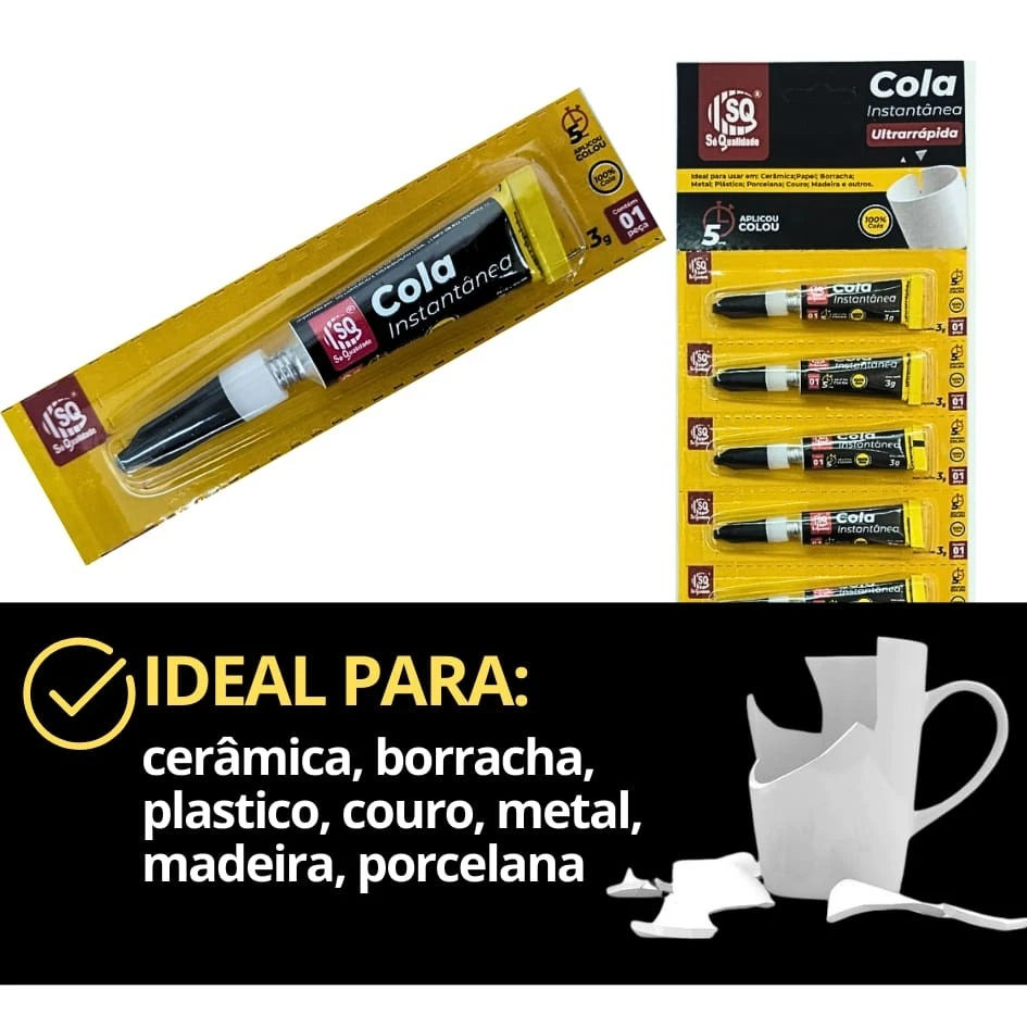 Kit Super Cola 24 Peças Cartela Cola Forte Instantânea 3g Colas Bond ...