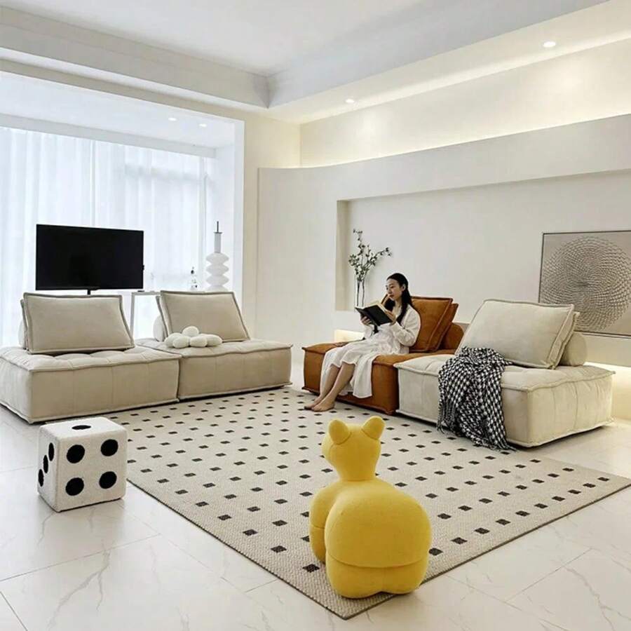 Piedmont Sectional Sofa Cream Wind Tofu Modular Couch Compressed Sofa ...