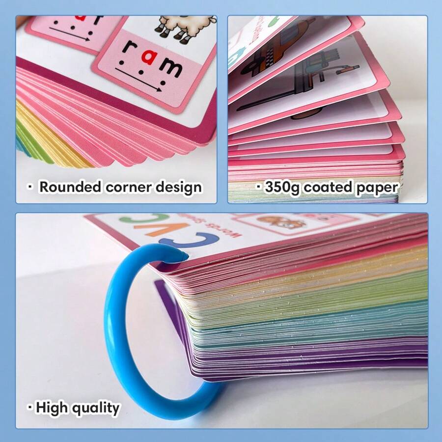 130 Words CVC Phonics English Flash Cards For Kids Children ...