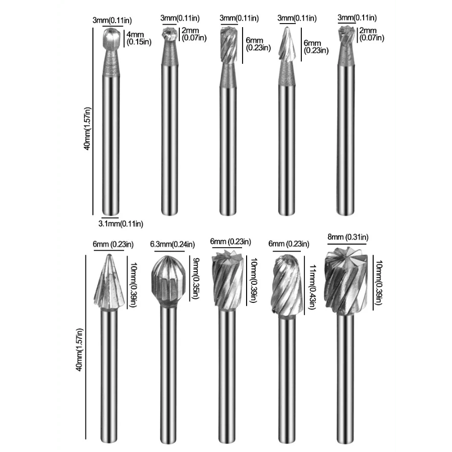 10-Piece High-Speed Steel Rotating Rasp Set, Wood Carving Tools Kit ...