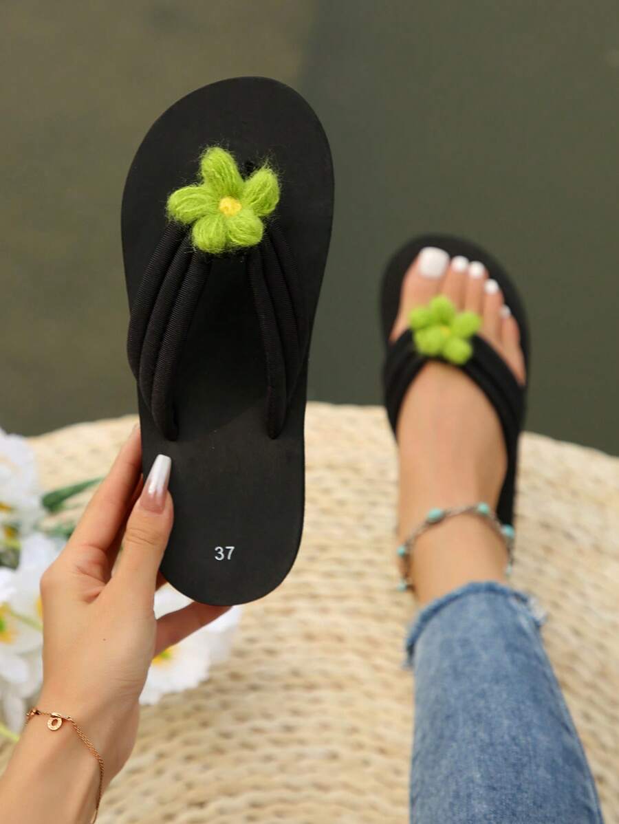Sandales tongs à fleurs faites main à talons hauts pour femmes ...