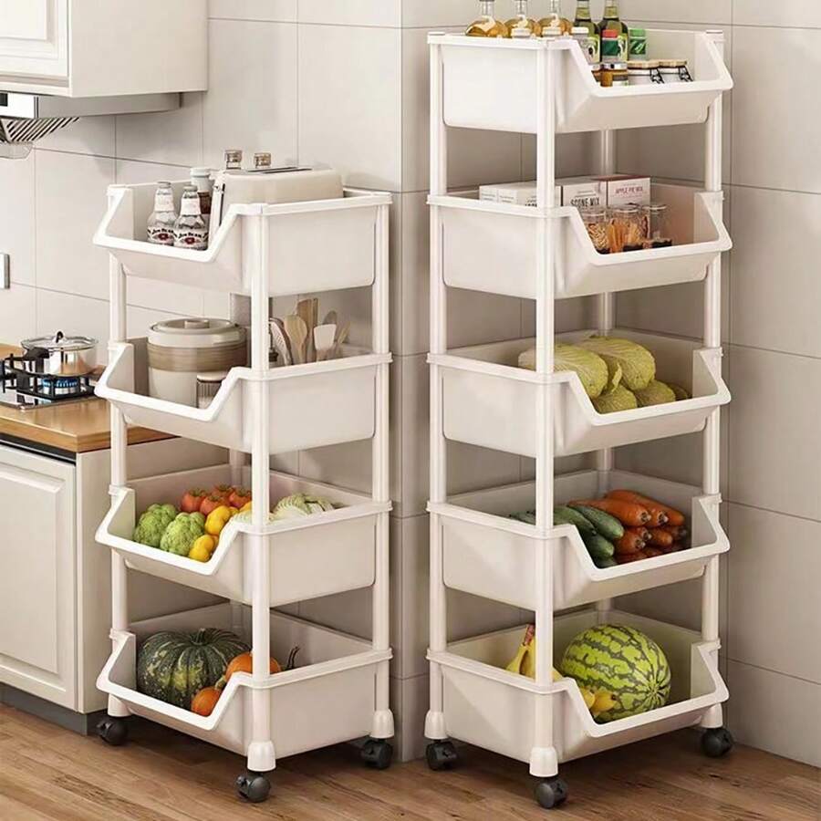 4-Tier Creative Modern Design Practical Home Storage Shelf, White ...