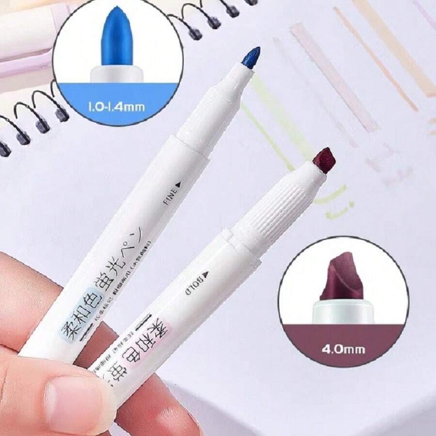 5pcs/Set Dual Tip Highlighter Pens, And Smudge Resistant Marker Pens ...