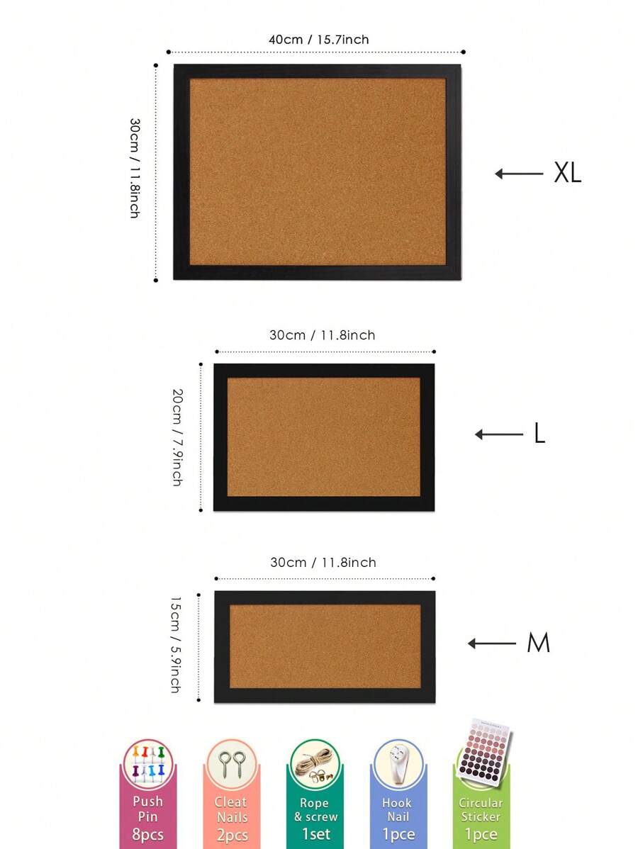 1pc Black Frame Double-Sided Soft Cork Board, Available In M/L/XL ...