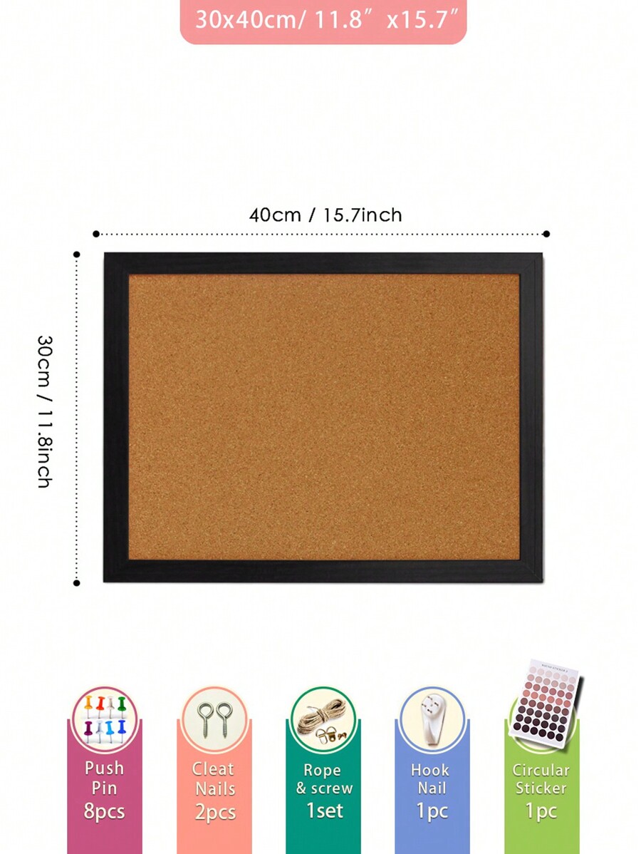 1pc Black Frame Double-Sided Soft Cork Board, Available In M/L/XL ...