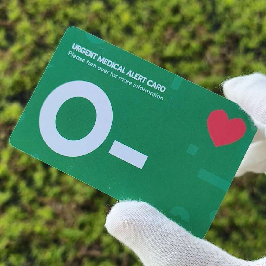 O- CARTÃO DE INFORMAÇÕES DE ALERTA MÉDICO GRAVÁVEL DE GRUPO SANGUÍNEO ...