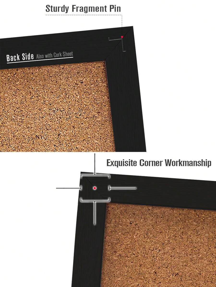 1pc Black Frame Double-Sided Soft Cork Board, Available In M/L/XL ...