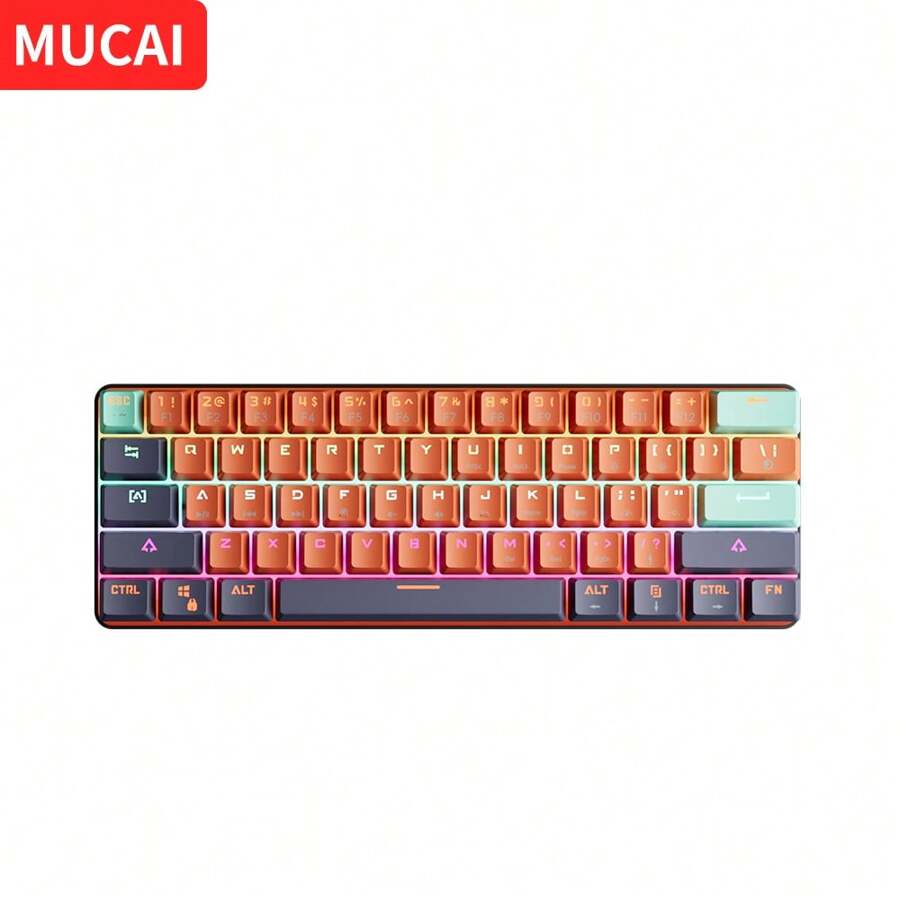 MUCAI MKA610 USB C Connection Game Esports Red Axis 61 Key Mechanical ...