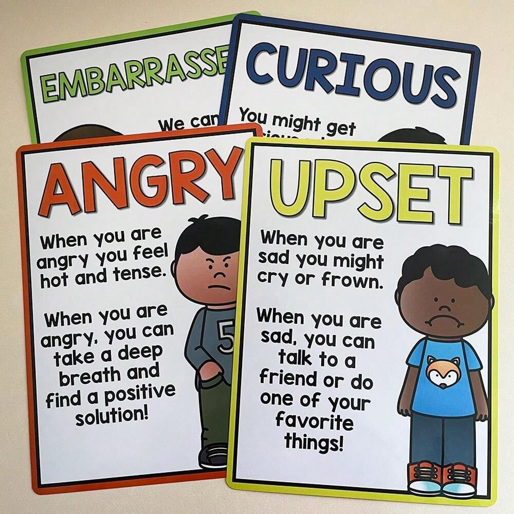 A4 Size Emotion Poster For Kids - Children Emotions Coping Skills Chart ...
