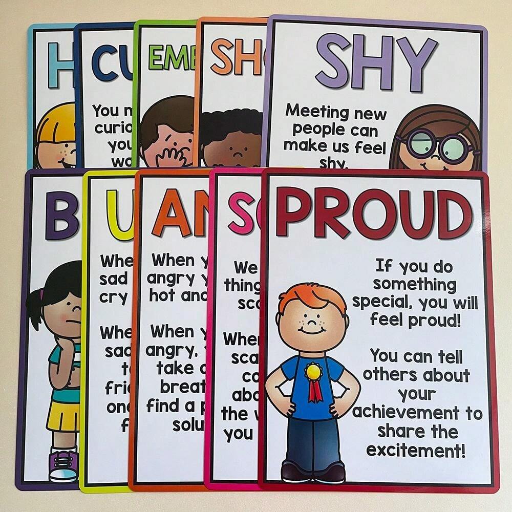 10 PCS Emotion Posters Calming Posters Emotion Chart For Kids Feeling ...