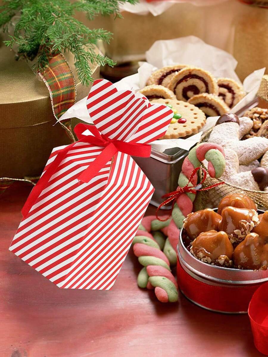 10pcs Red & White Striped Gift Boxes, Candy Boxes, Chocolate Boxes ...