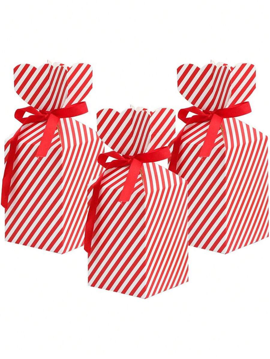 10pcs Red & White Striped Gift Boxes, Candy Boxes, Chocolate Boxes ...