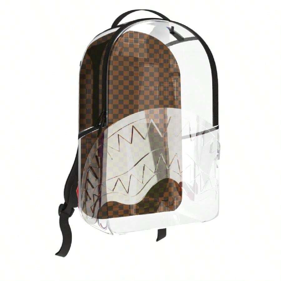 Sprayground Mochila transparente a cuadros negra y marrón B6656 Spray 2 ...