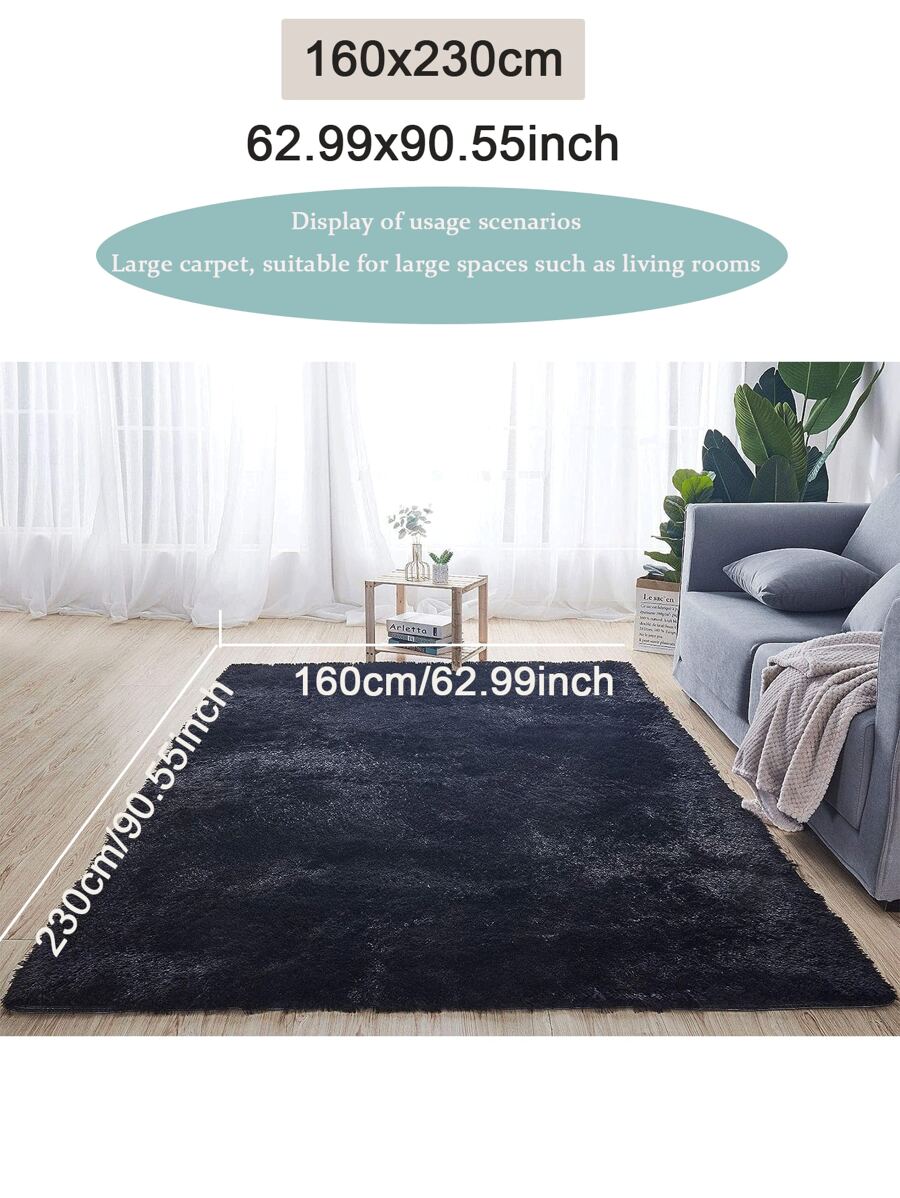 1PC Rugs For Living Room Black Fluffy Fluffy Shaggy Fuzzy Area Rug ...