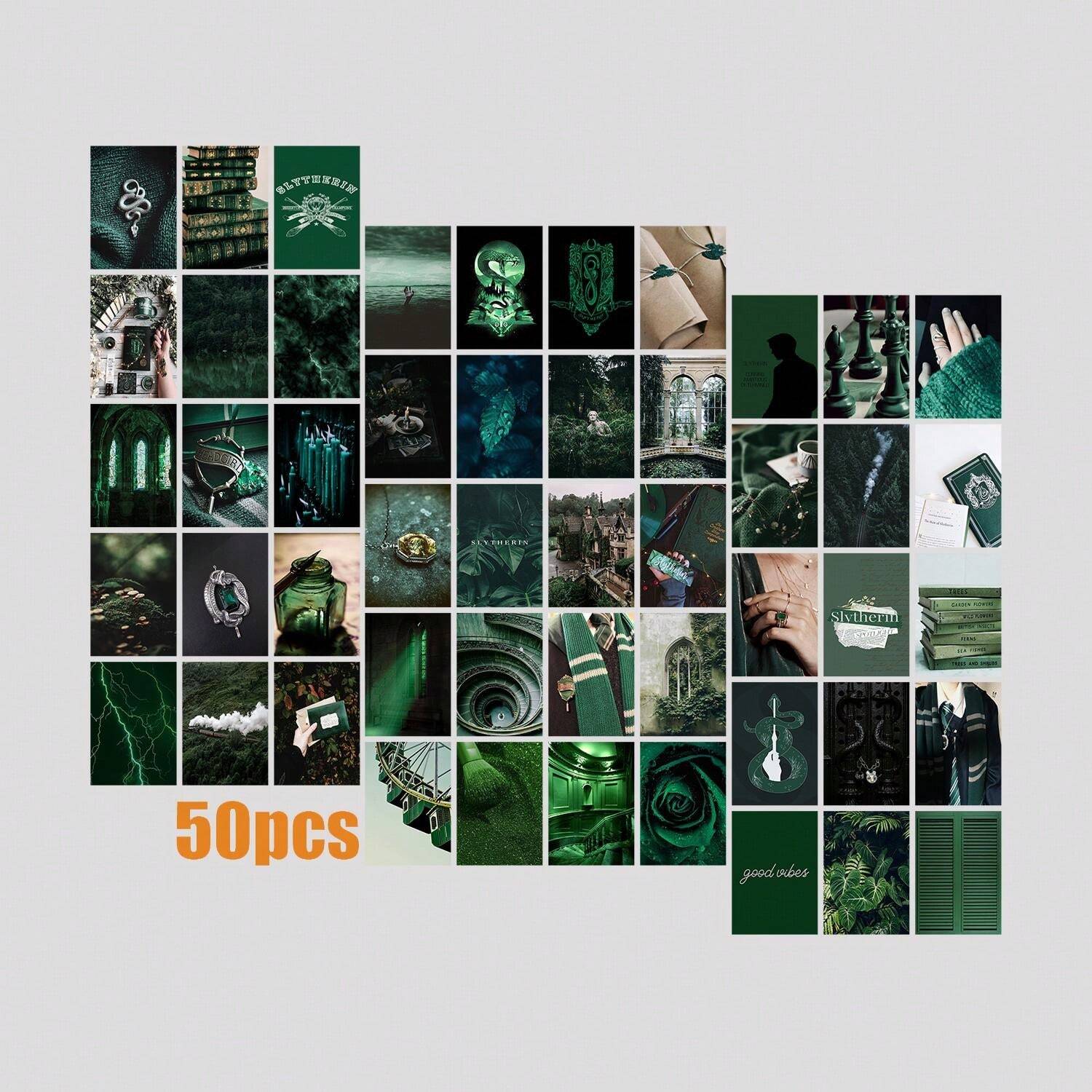 50 pièces Kit de collage mural esthétique avec images vertes ...