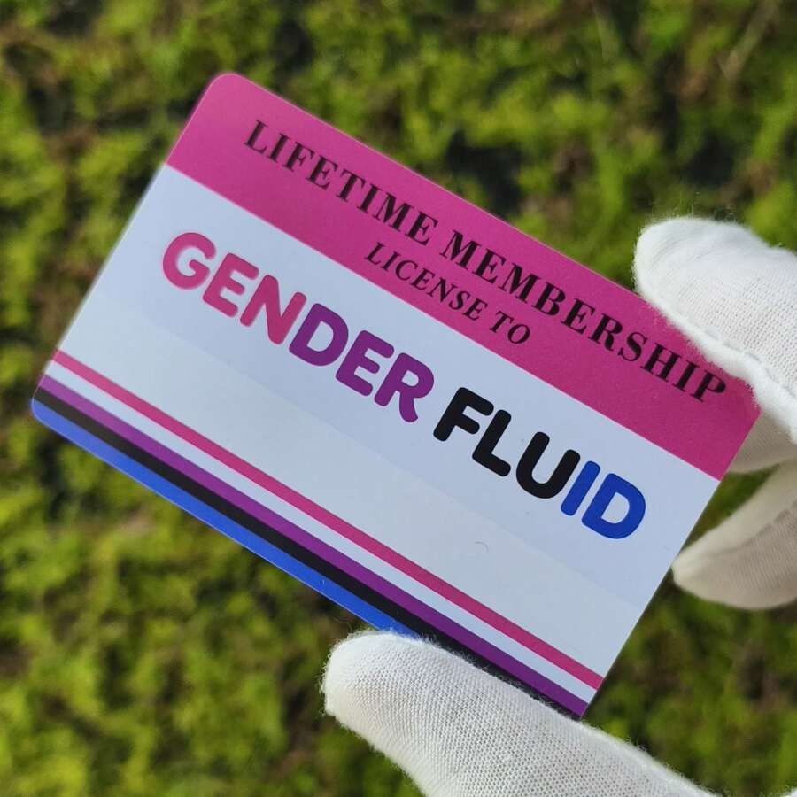 Cartão de identidade LGBTQIA gravável GENDER FLUID Cartões de orgulho ...